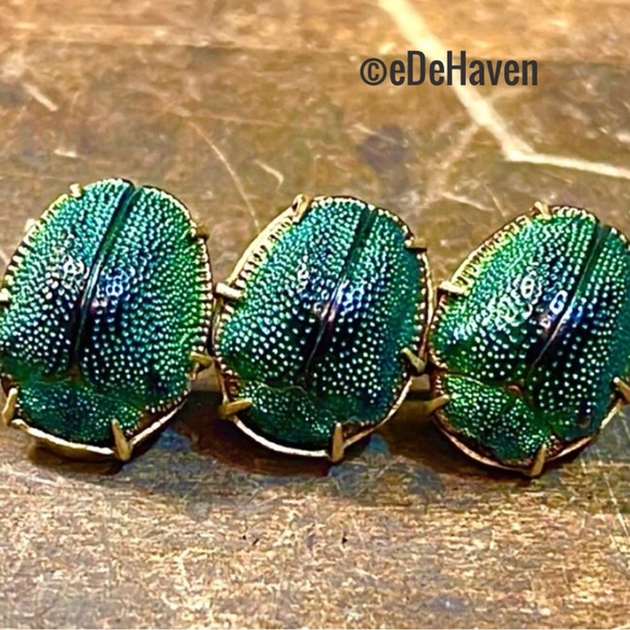 Vintage | Jewelry | Rare Vintage All Natural Scarabs Set In Gold Filled ...